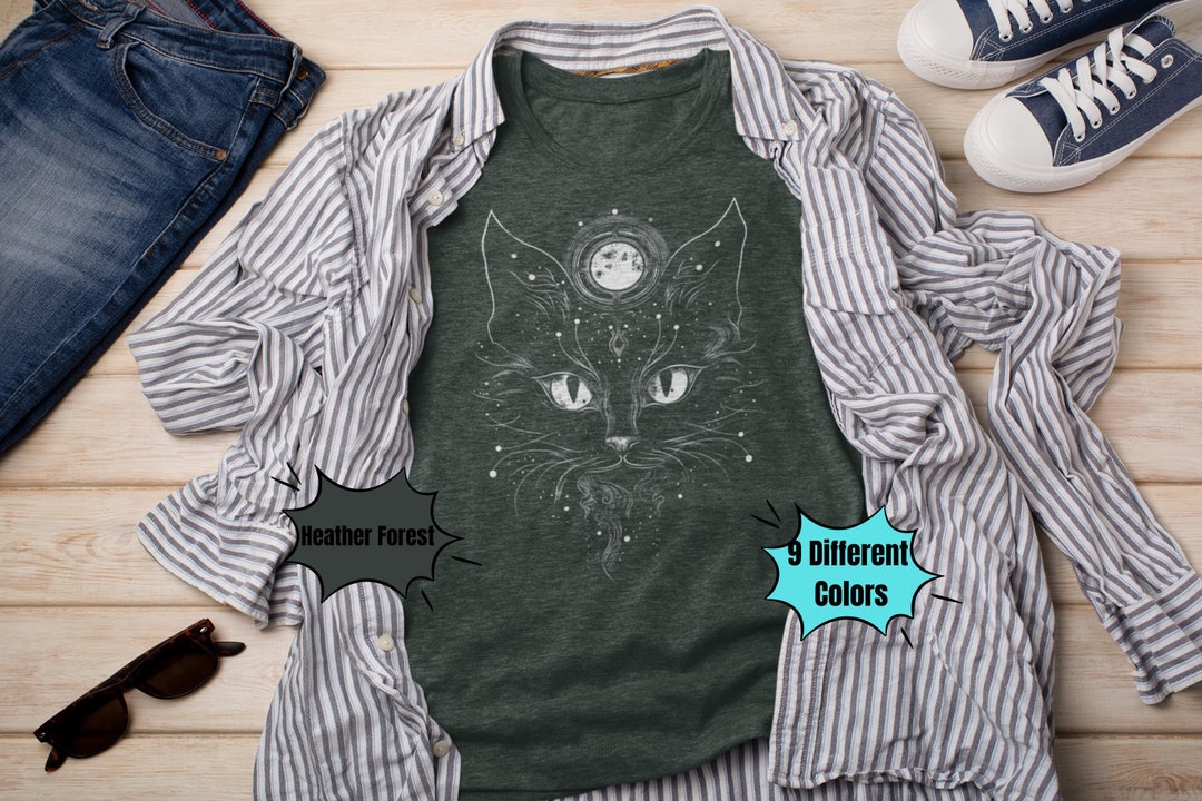Cat Face Space Shirt, Astral Cat Tee, Cat Lover T-Shirt, Cool Cat Shirt ...