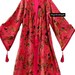Pink Bird Velvet Banyan Fabric Kimono Cotton Velvet Robe Long - Etsy