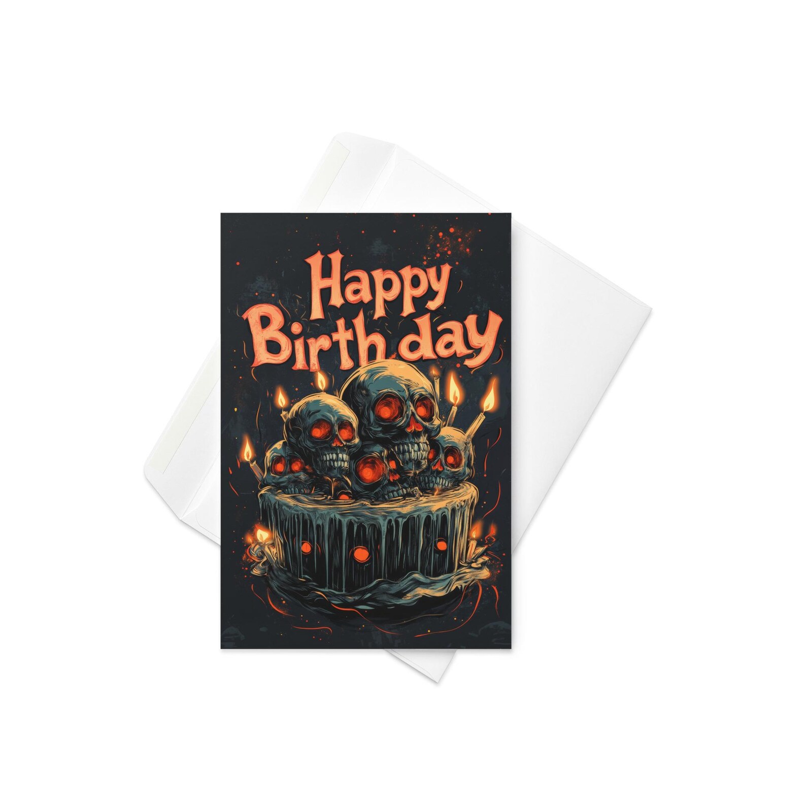 Skull-filled Birthday Cake Card - Gothic Horror Design | Dark & Cool ...