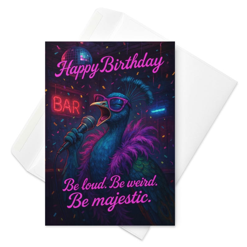 Majestic Squawk Diva – Funny Birthday Card, Peacock Parody, Drag Bar ...