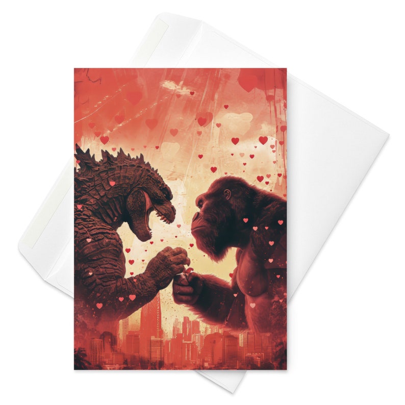 Godzilla King Kong City Battle Valentine, Love-struck Monsters, Heart ...