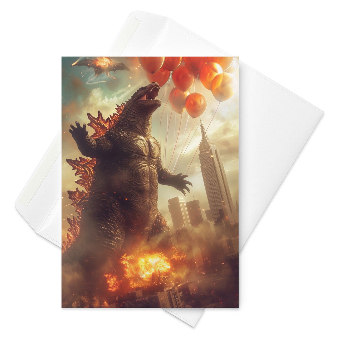 Godzilla's Balloon Bash: City Rampage Birthday Card - Monster Party ...
