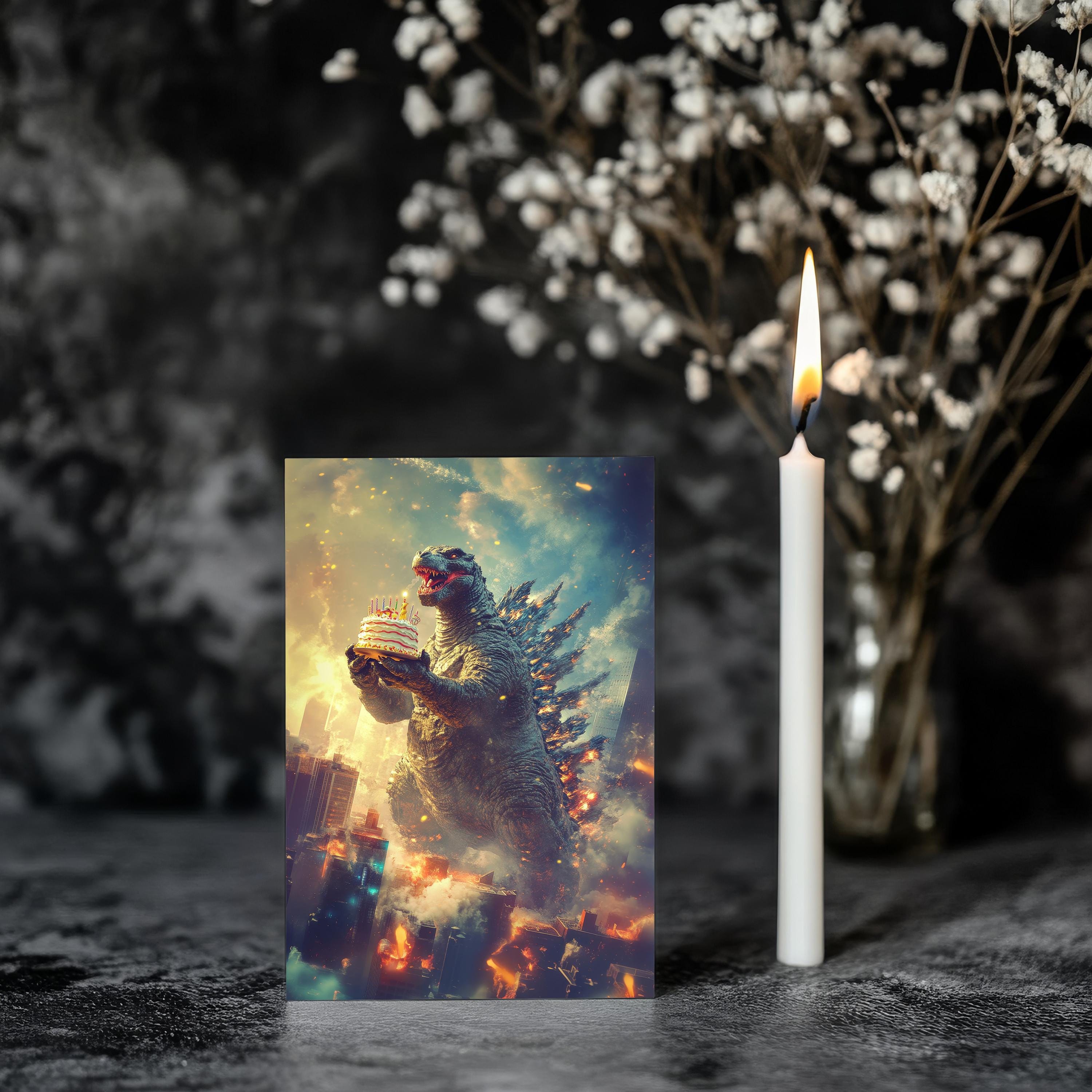 Happy Birth-raaar! – Kaiju Birthday Card, Godzilla Parody Art, Digital ...
