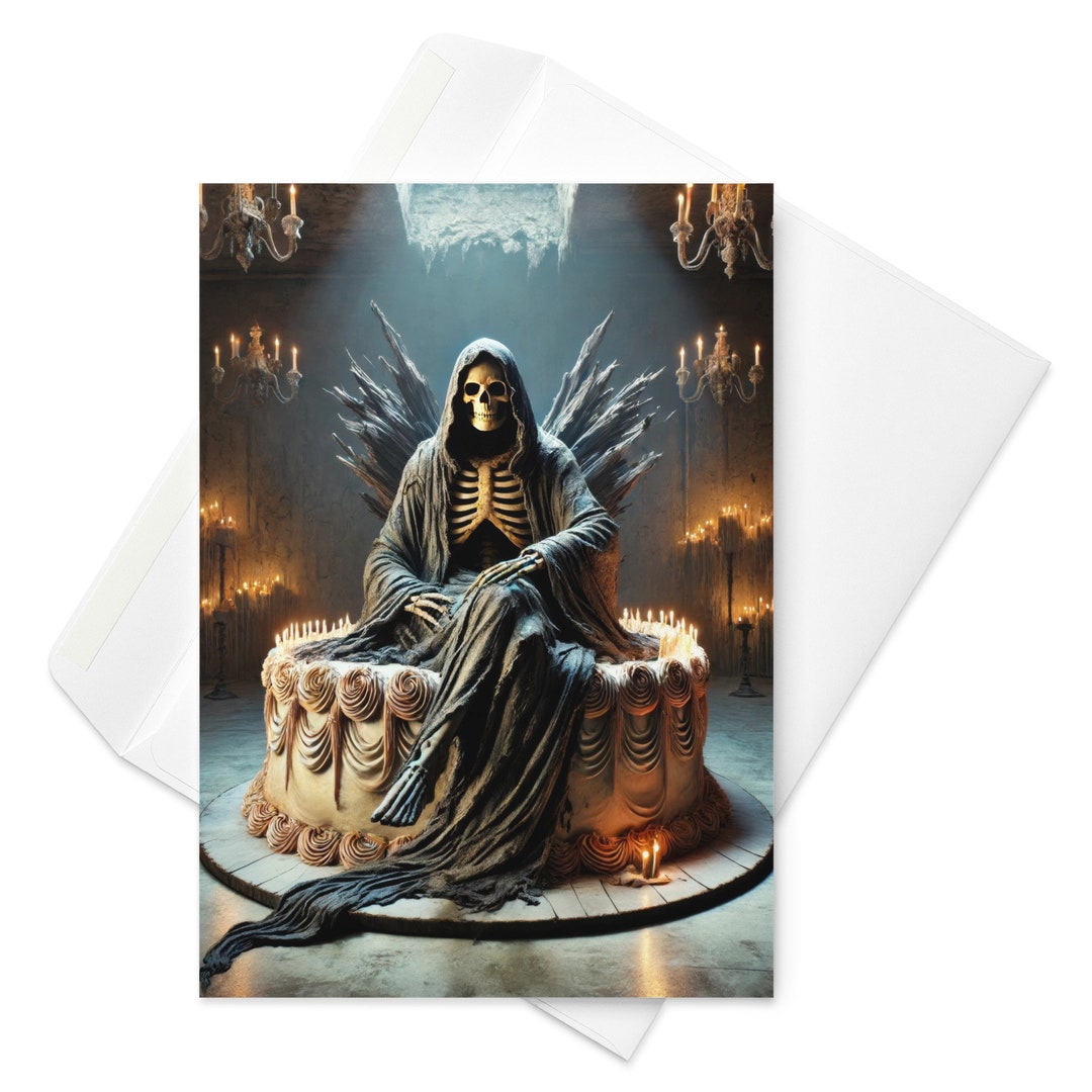 Throne of Decay Gothic Death Birthday Card Spooky Cake, Dark Humor ...