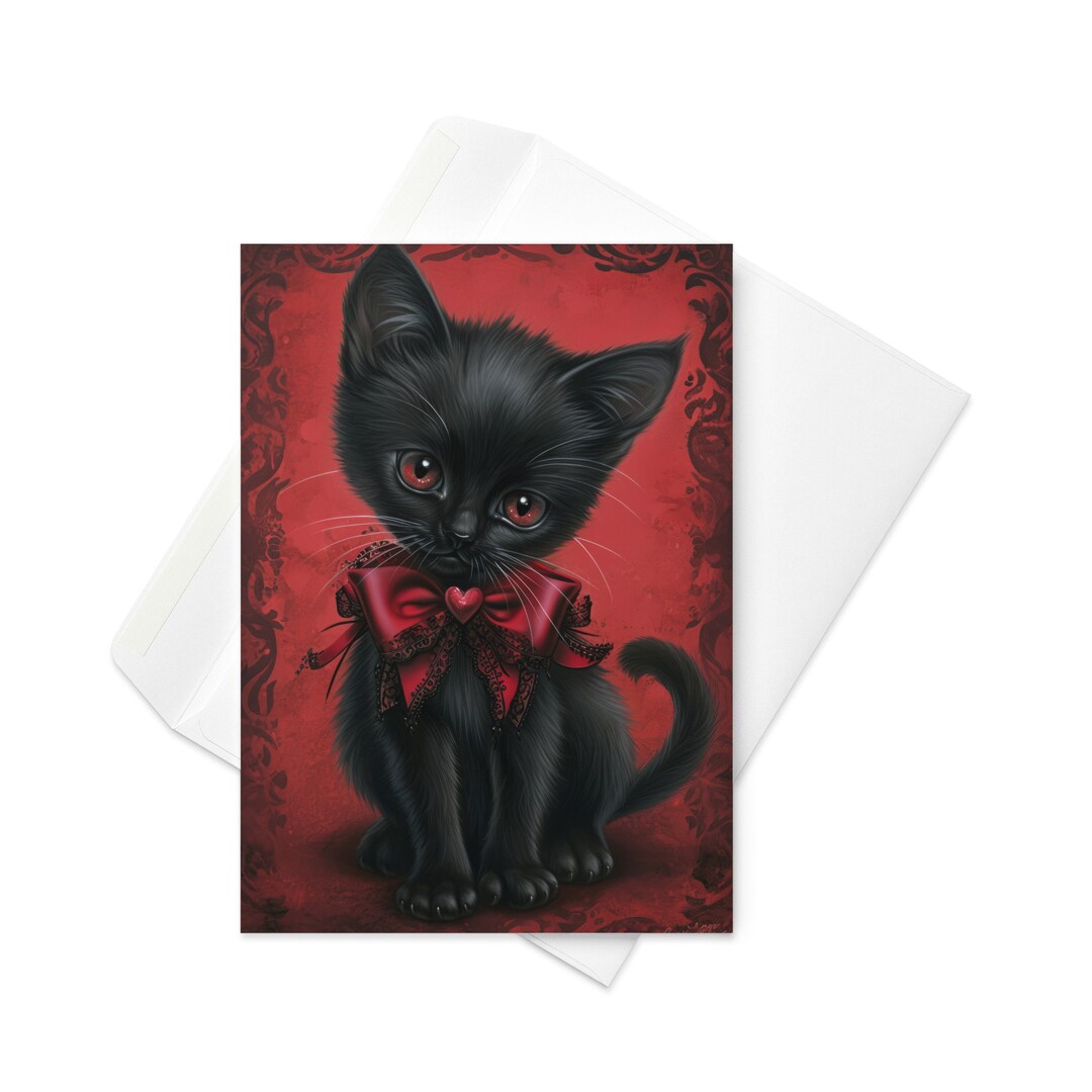 Gothic Kitten Charm - Unique Cute & Dark Valentine's Day Card - Etsy UK