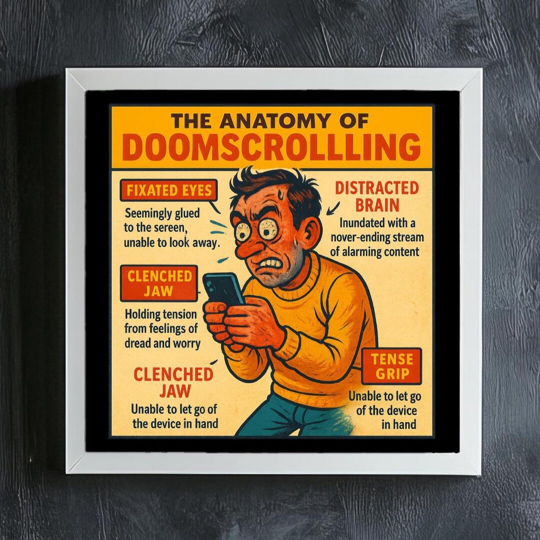 Doomscroll Dissection – Funny Anxiety Art Print, Social Media Humor ...