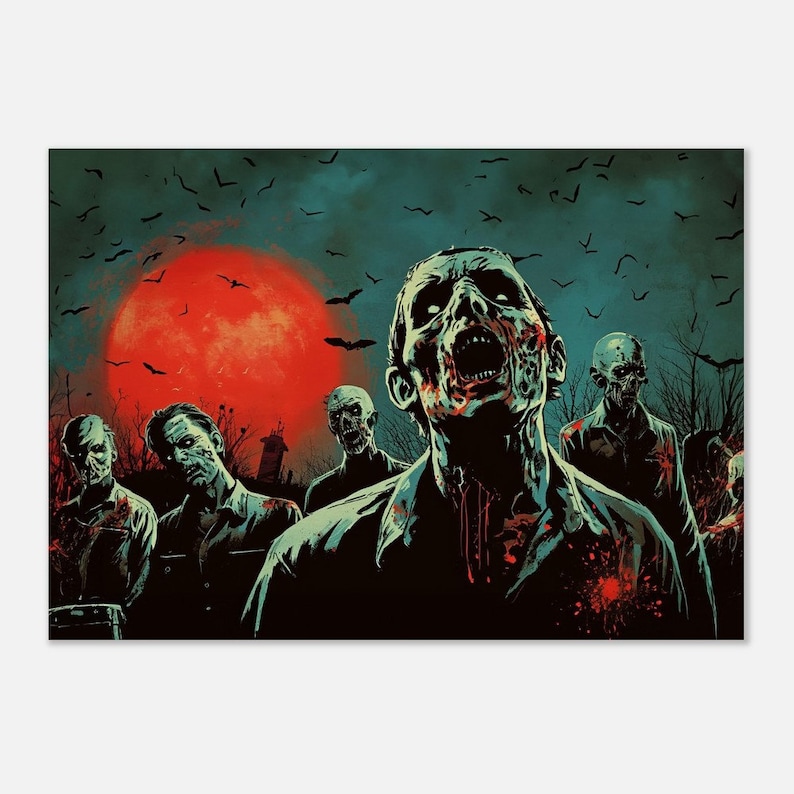 Dawn of the Dead Art Print, Zombie Apocalypse Tribute, Horror Movie ...