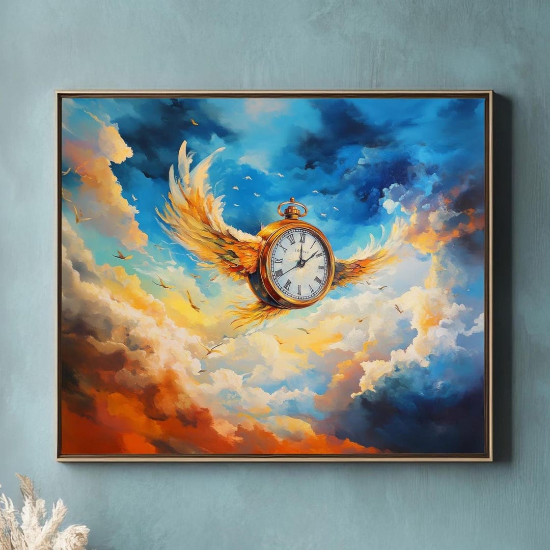 Chrono Wings – Surreal Flying Clock Art Print | Time Flies | Surreal ...
