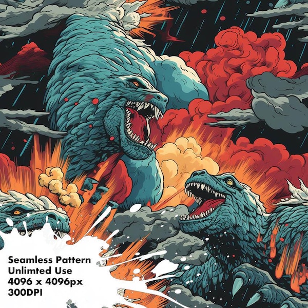 Godzilla Fabric - Etsy