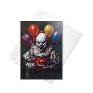 Nightmare Clown Birthday Card - Creepy Horror Theme | Gothic Balloon ...