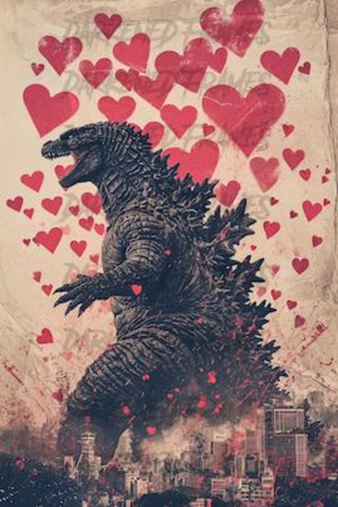 Godzilla Love Rampage Digital Download - Monster Romance Art, Gothic ...