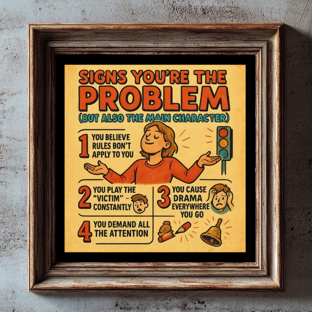 Main Character Mayhem - Funny Art Print, Drama Queen Poster, Retro ...