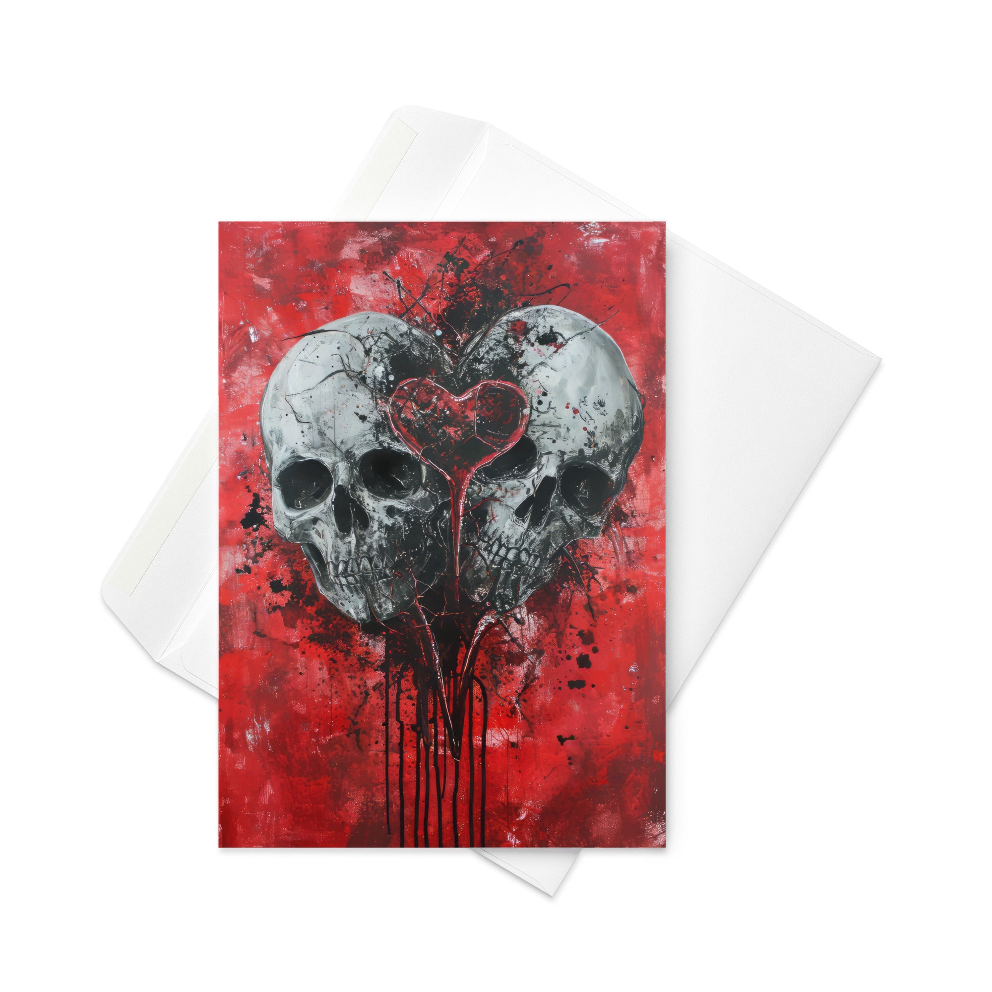 Mystical Gothic Valentine Card - Eternal Skull Love in Red Abyss - Etsy