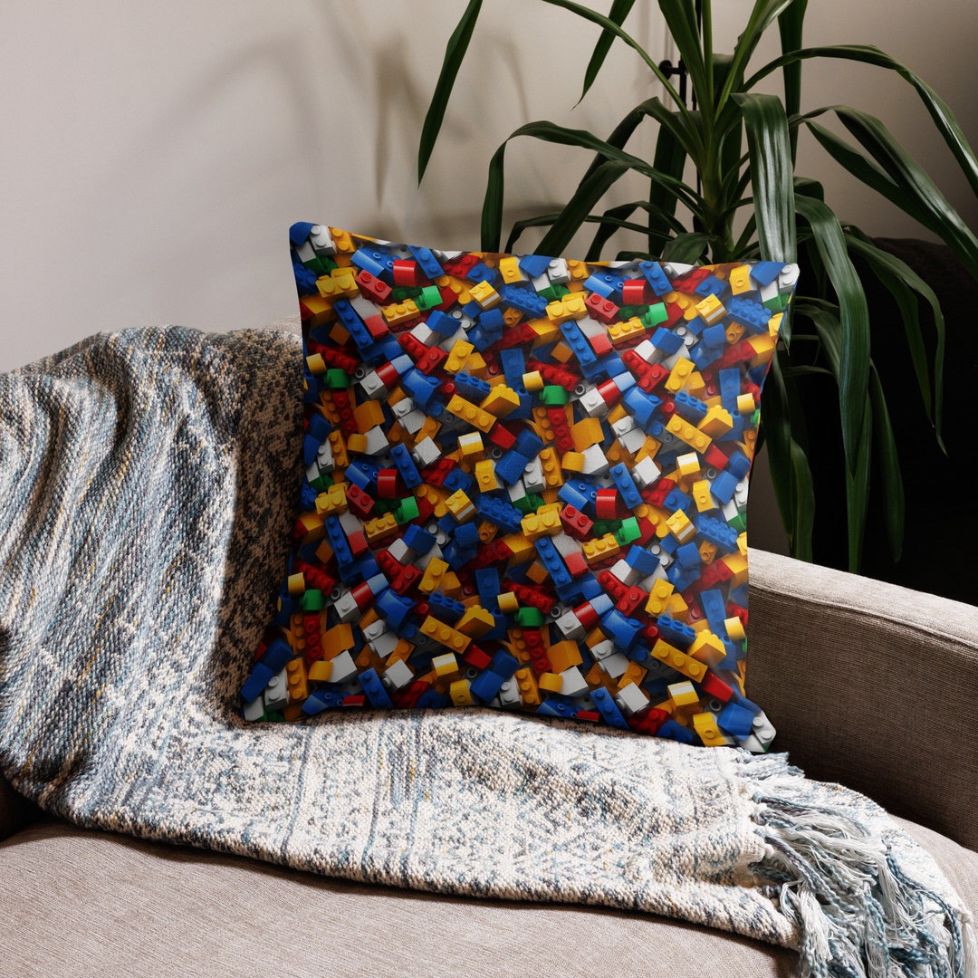 Designer LEGO Brick Pattern Pillow Case Colorful & Premium Home Deco - Etsy