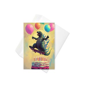 Godzilla's Joyful Leap: Gothic Monster Birthday Card - Kaiju Fun ...