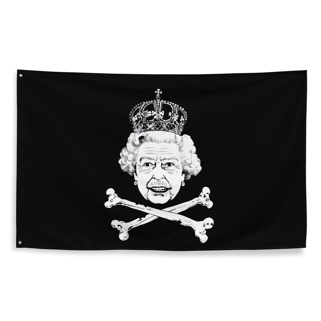 Royal Skull and Crossbones Flag Gothic Queen of England Design Dark ...