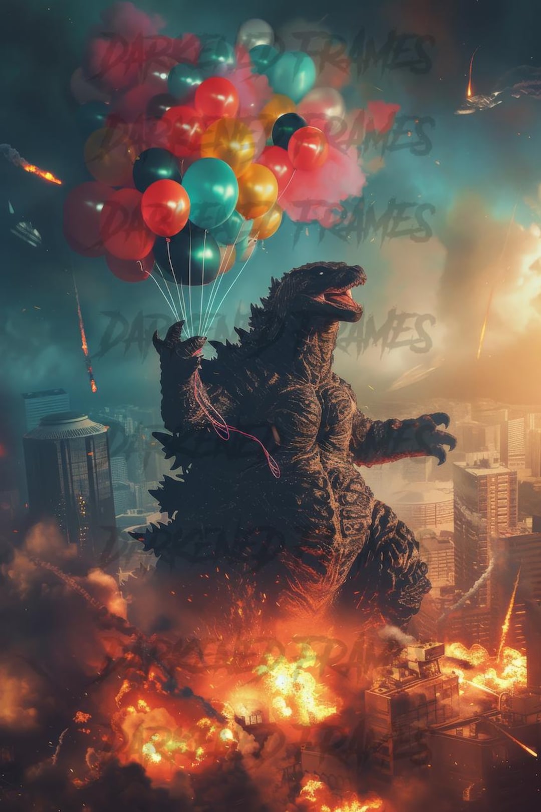 Godzilla Balloon Fiesta Digital Download - Fun Monster Art for ...
