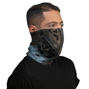 Medieval Knight Face Gaiter - Gothic Silver Armor Mask, Cosplay Warrior ...