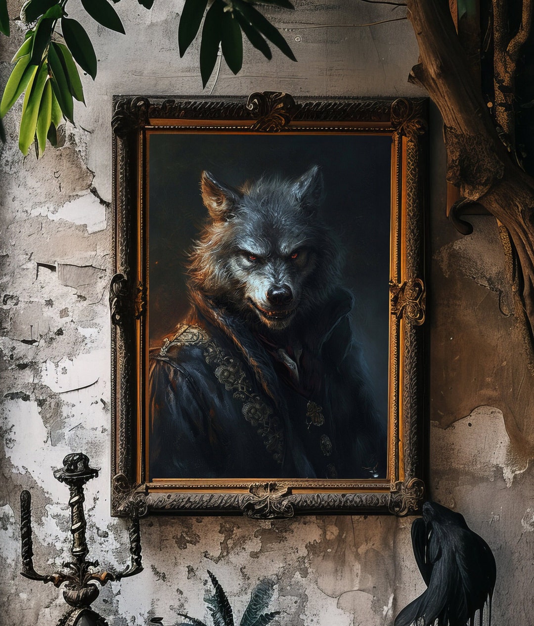 Gothic Werewolf Portrait, Lycanthrope Art Painting, Dark Fantasy Wall ...
