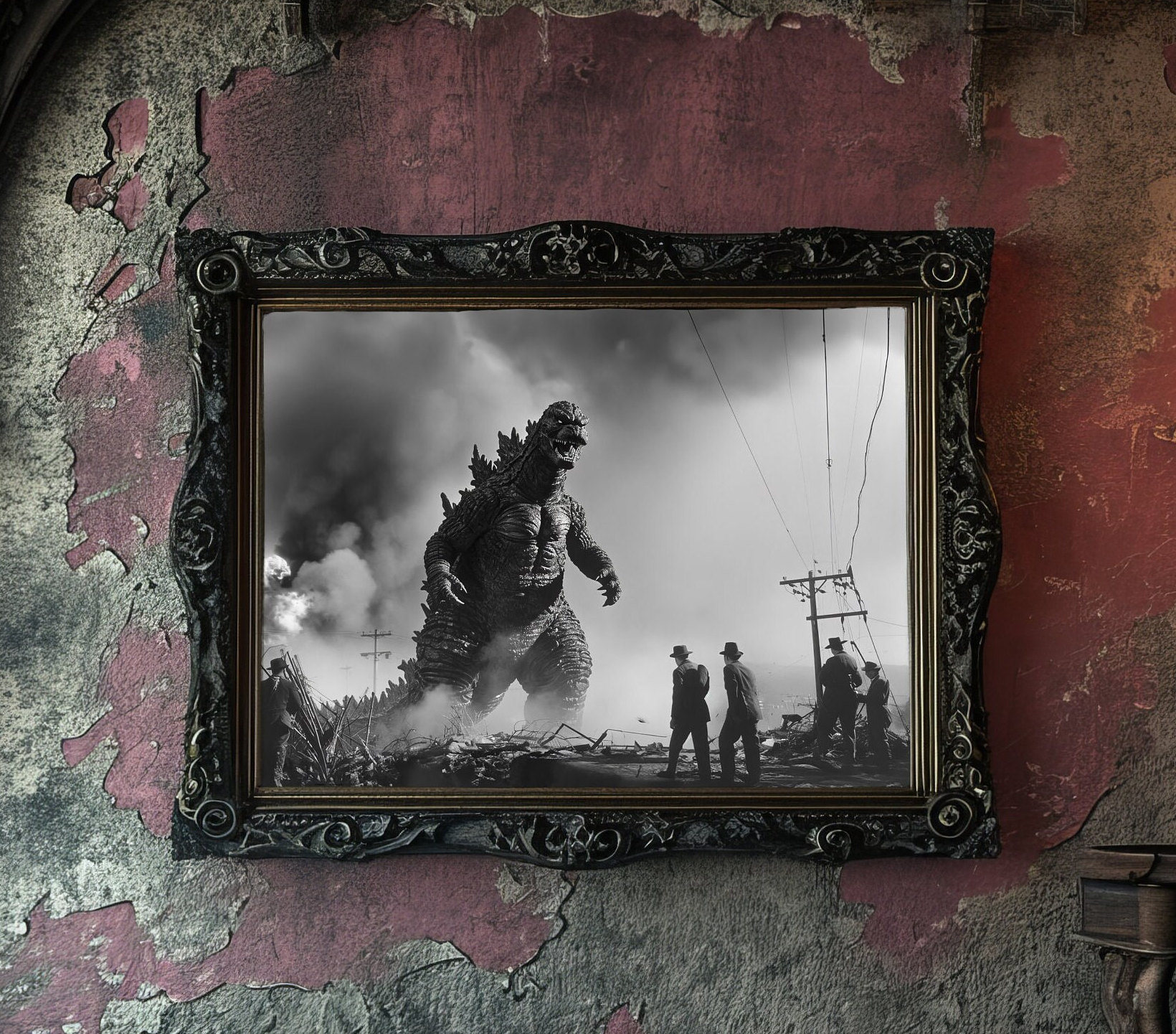 Godzilla Aftermath Art Print, King of Monsters Tribute, Kaiju ...