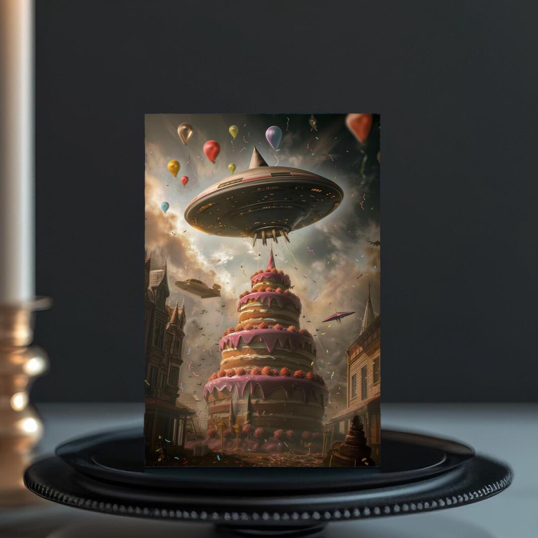 Close Encounters of the Cake Kind - Fun Birthday Card, UFO Cake ...