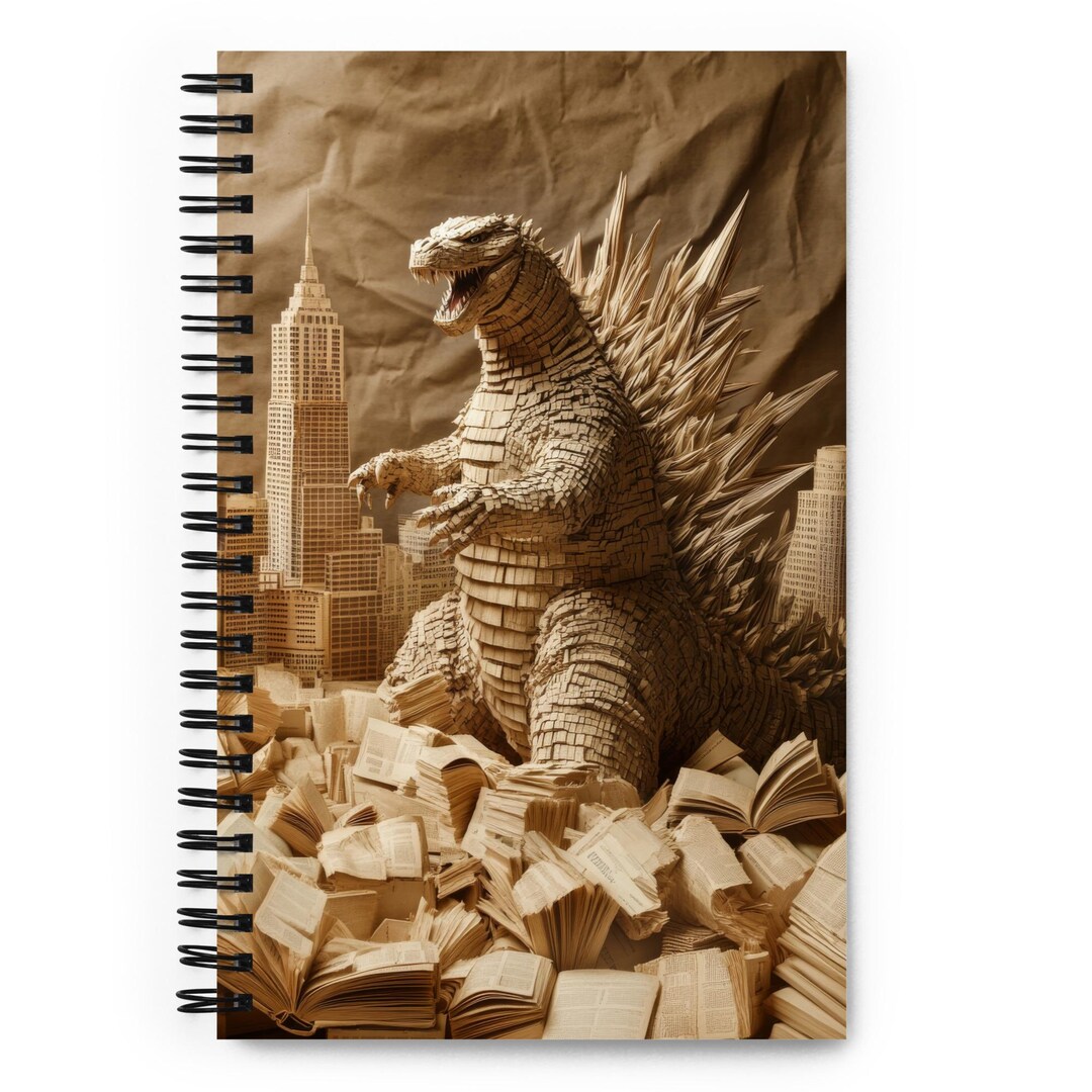 Paper Titan Gothic Spiral Notepad – Godzilla Made of Paper Standing on ...