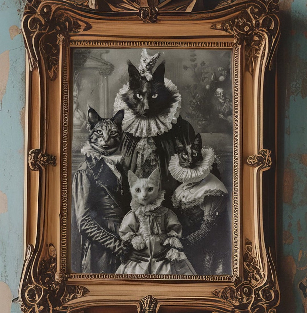 Whiskered Gentry - LIMITED EDITION Gothic Vintage Art Print, Humanized ...