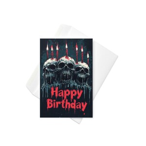 Macabre Skull Cake Birthday Card - Gothic Horror Theme | Dark & Edgy ...