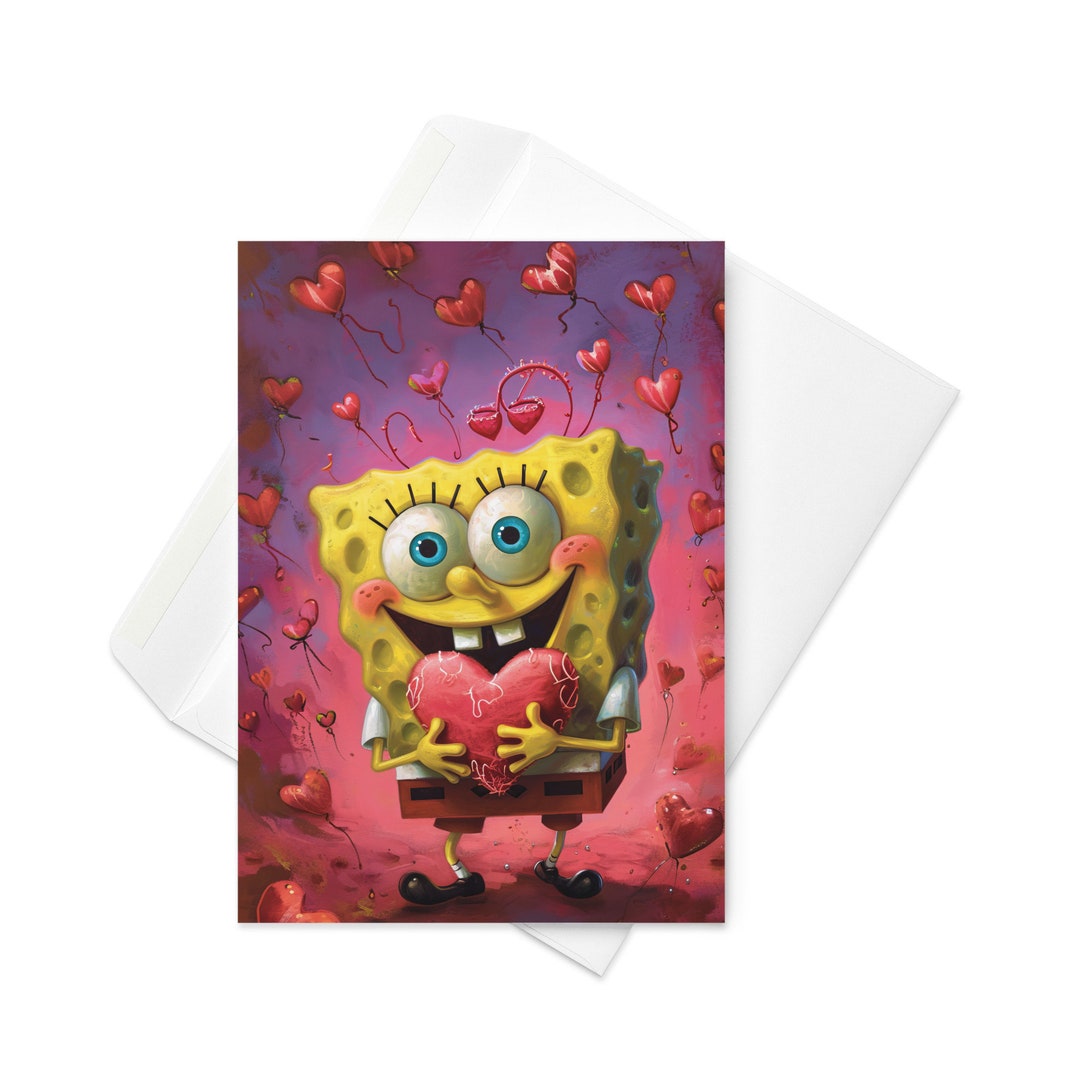 Spongebob Big Heart Valentine's Card Whimsical, Bikini Bottom, Love ...
