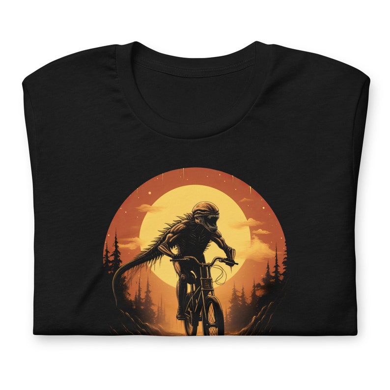 Xenomorph Bike Adventure T-shirt: Unique Sci-fi Cartoon Design Soft ...