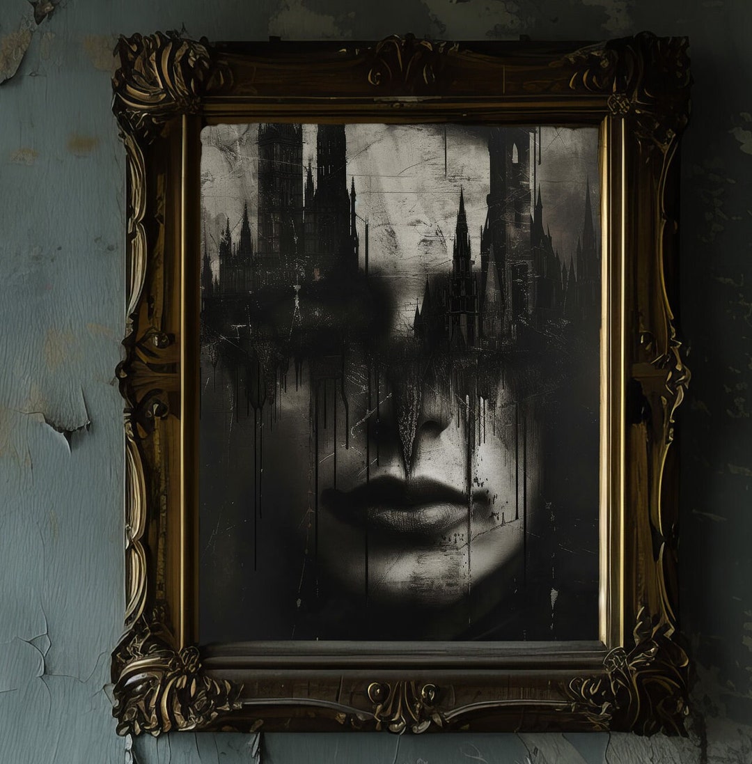 Metropolitan Gaze: Limited Edition Gothic Art Print, Woman's Face With ...