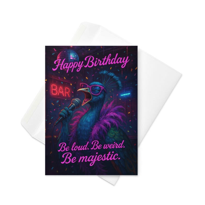 Majestic Squawk Diva – Funny Birthday Card, Peacock Parody, Drag Bar ...