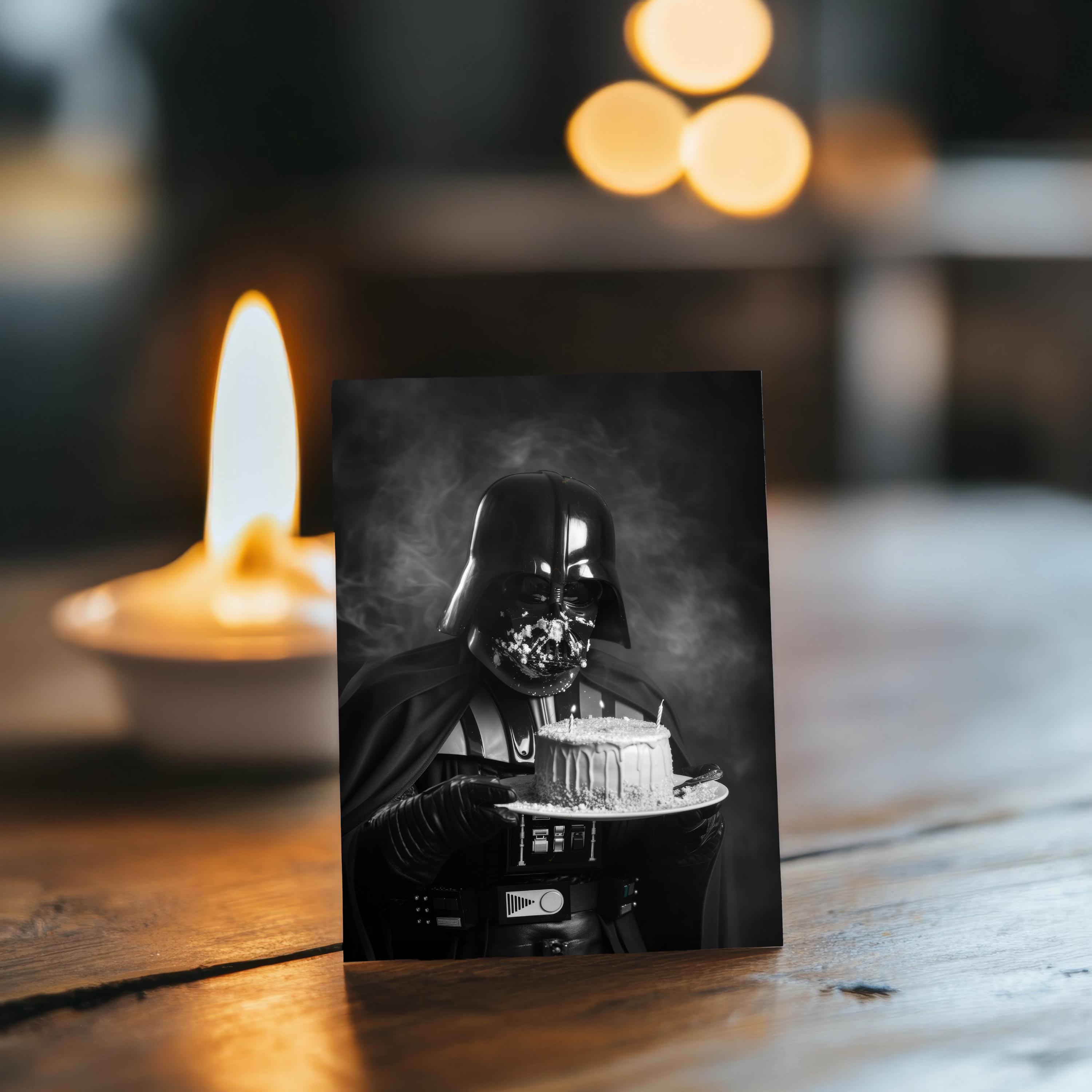 Galactic Feast - Gothic Darth Vader Birthday Card, Messy Cake ...