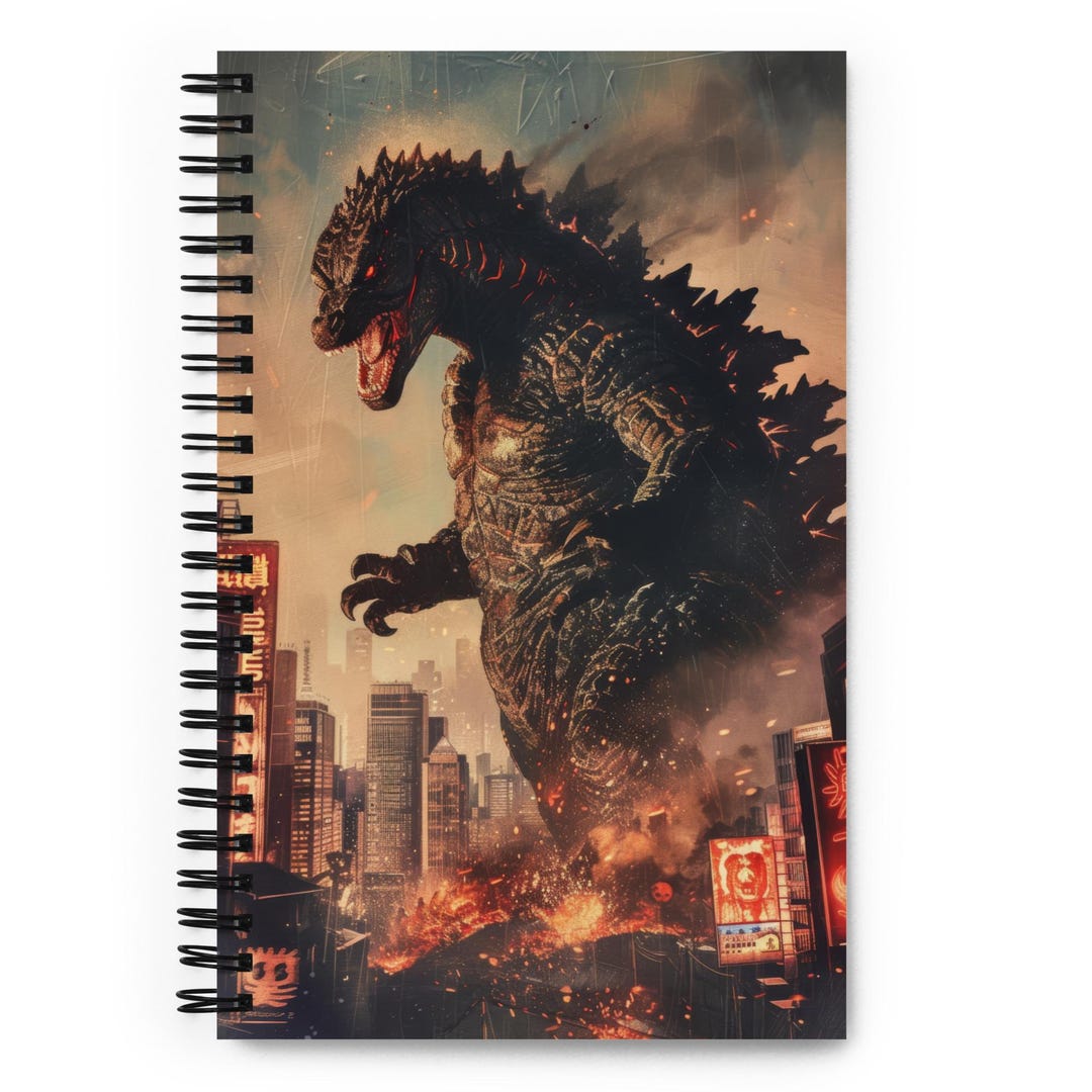Kaiju Chaos Gothic Spiral Notebook – Godzilla Destroying City Design ...