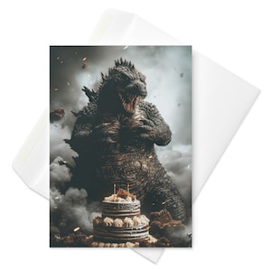 Monster Surprise: Godzilla's Cake Crasher | Funny Birthday Card, Kaiju ...