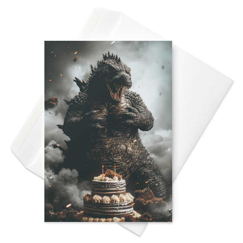 Godzilla Birthday Card Printable - Etsy