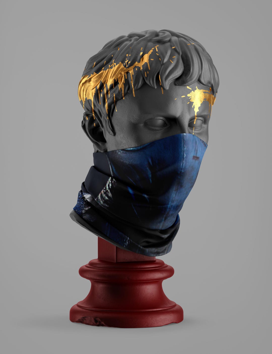 Sub-zero Blue Neck Gaiter - Gothic Ninja Cosplay Mask, Ice Warrior Face ...