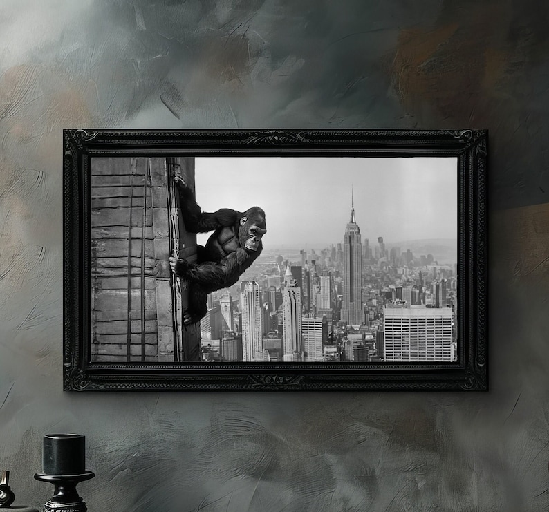 King Kong Empire State Building Art Print NYC Skyline Retro Movie ...
