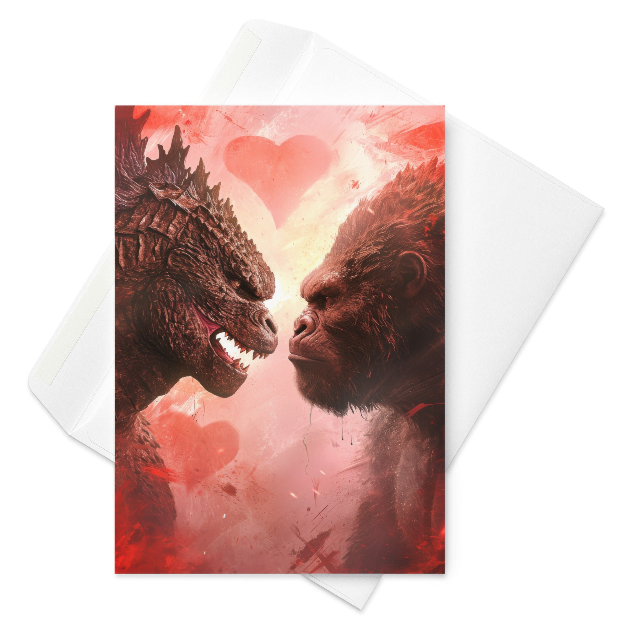 Godzilla & King Kong Valentine, Monster Romance Card, Kaiju Lovers ...