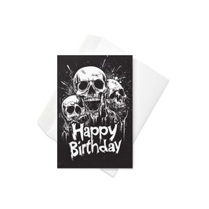 Skull Cake Birthday Card - Gothic Party Theme | Cool Macabre Greeting ...