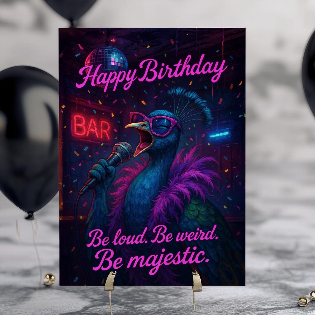 Majestic Squawk Diva – Funny Birthday Card, Peacock Parody, Drag Bar ...