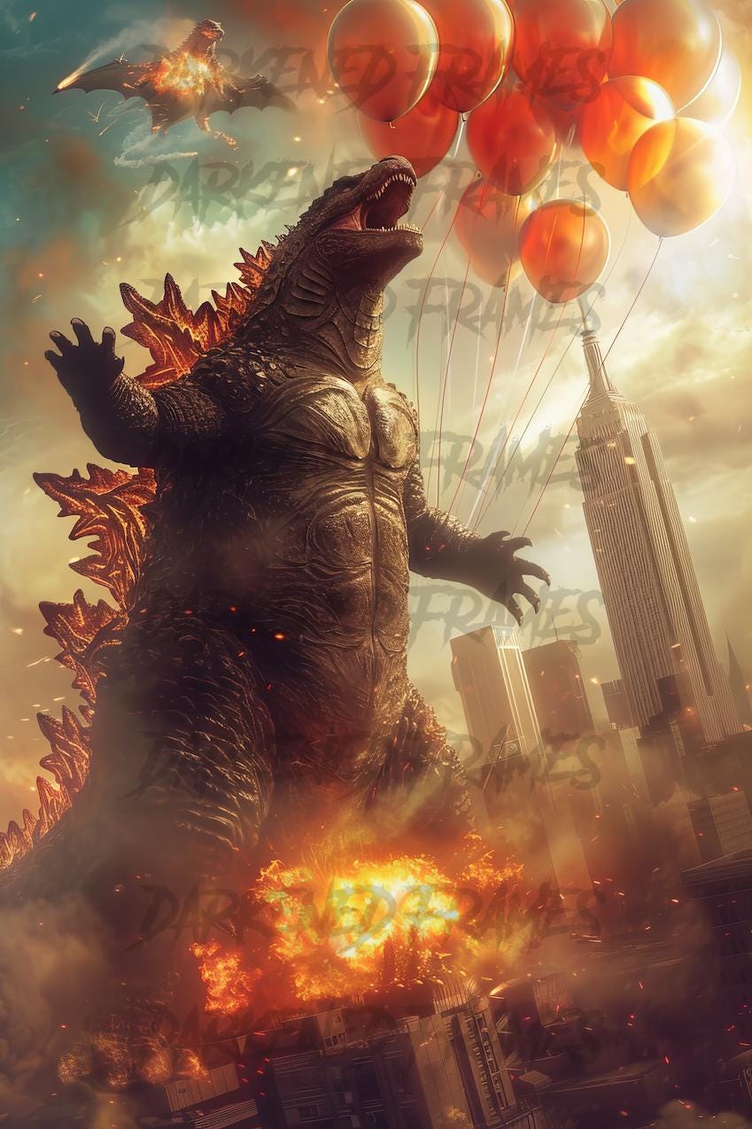 Godzilla's Balloon Bash Digital Art - Fun Monster Download for Parties ...