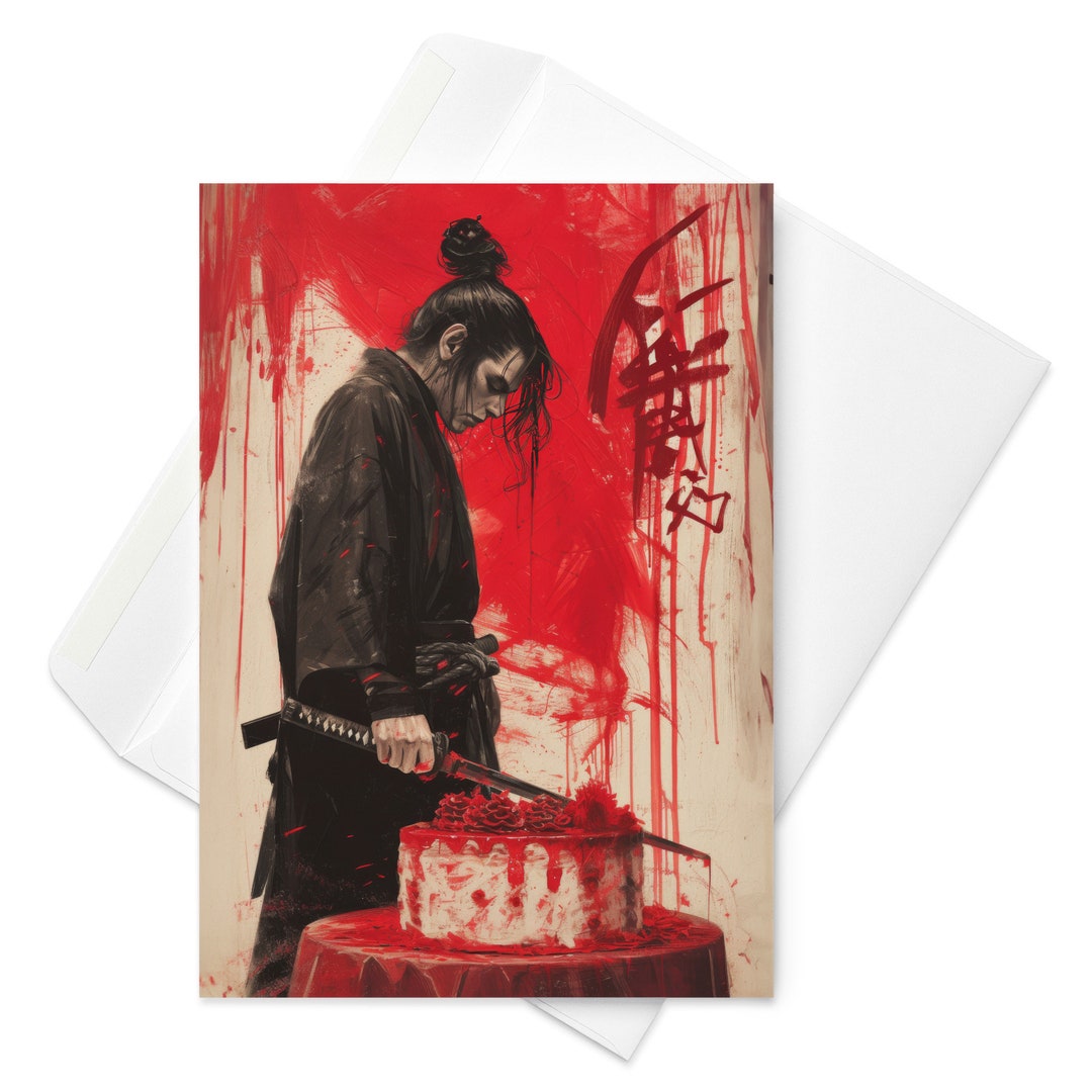 Samurai Slice Gothic Samurai Birthday Card, Cool Warrior Celebration ...