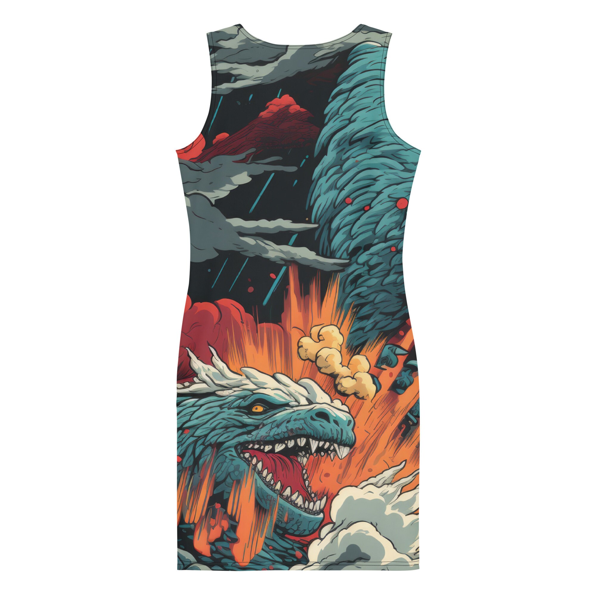 Godzilla Printed Fitted Dress Bold & Fabulous Designer Statement Piece ...