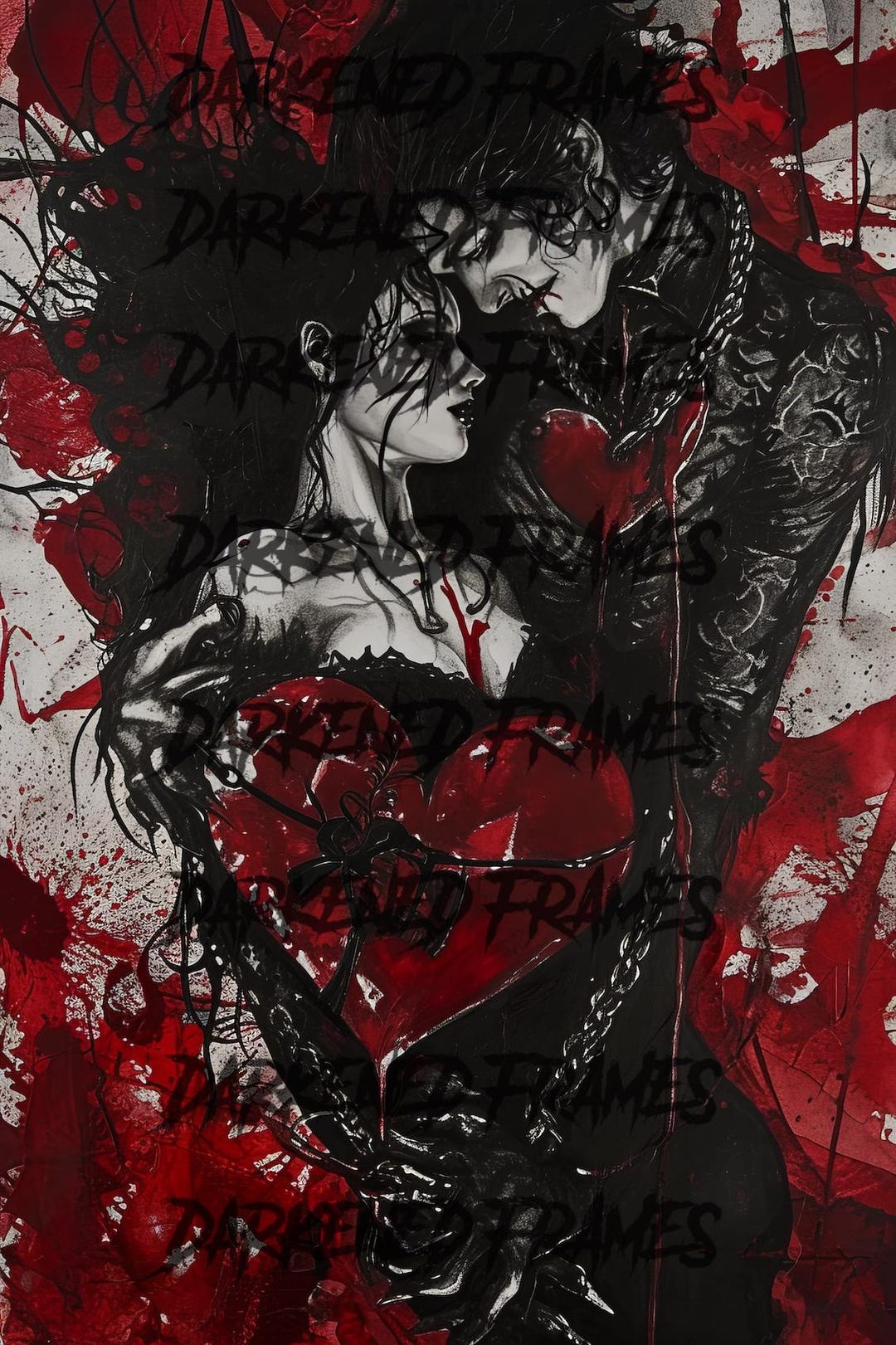 Unique Gothic Couple Gothic Hug Digital Download - Cool and Quirky Art ...