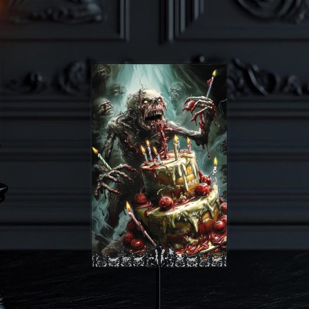 Zombie Birthday Surprise - Humorous Horror Greeting Card, Spooky ...