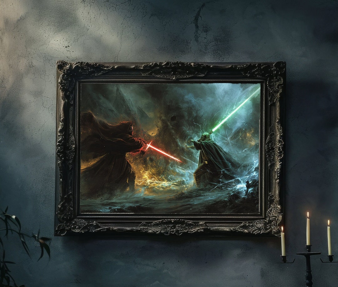 Star Wars Inspired Jedi Vs Sith Battle Art, Epic Gothic Galactic ...