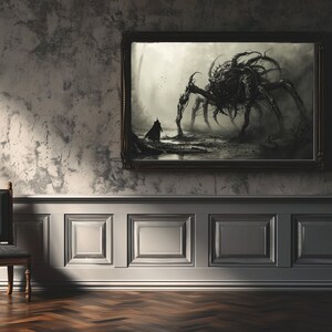 LIMITED EDITION Gothic Horror Art Print, Giant Spider Monster Vs Hero ...
