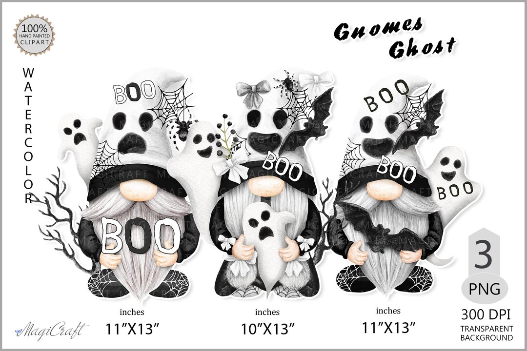 Halloween Gnome PNG, BOO Sublimation, Ghost Gnomes Halloween Spooky ...