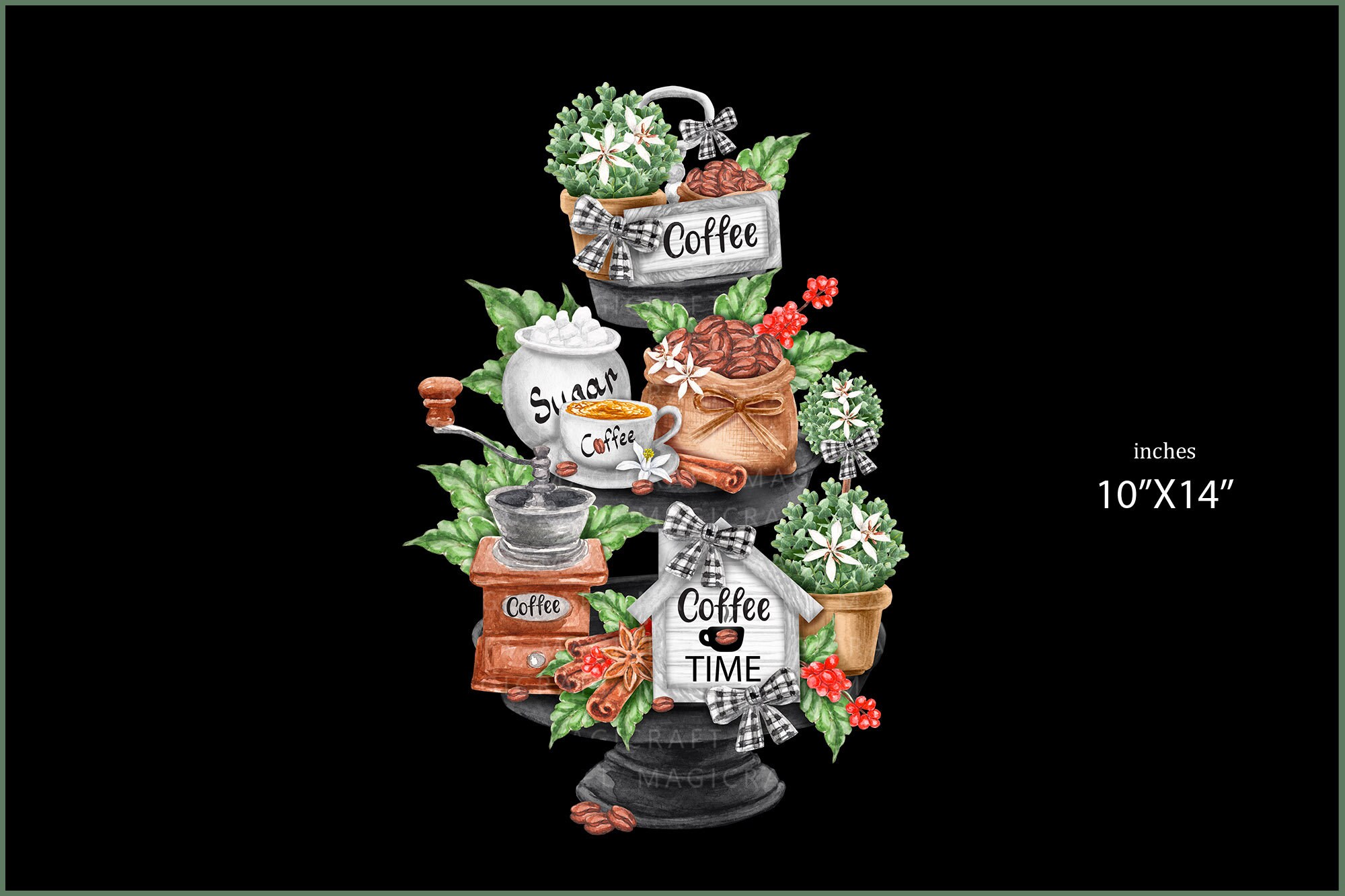 Coffee Tiered Tray Png Clipart, Watercolor Tiered Tray Summer Decor ...